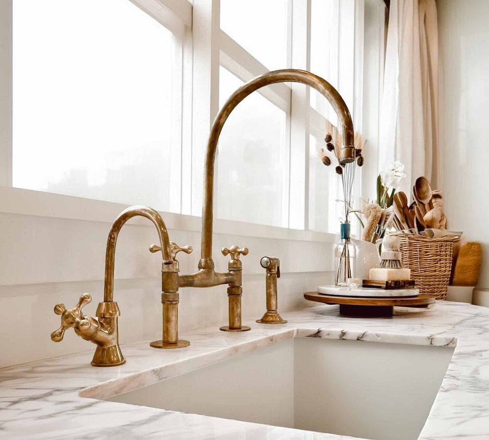 Elegant Unlacquered Brass Kitchen Faucet - Timeless Design ...