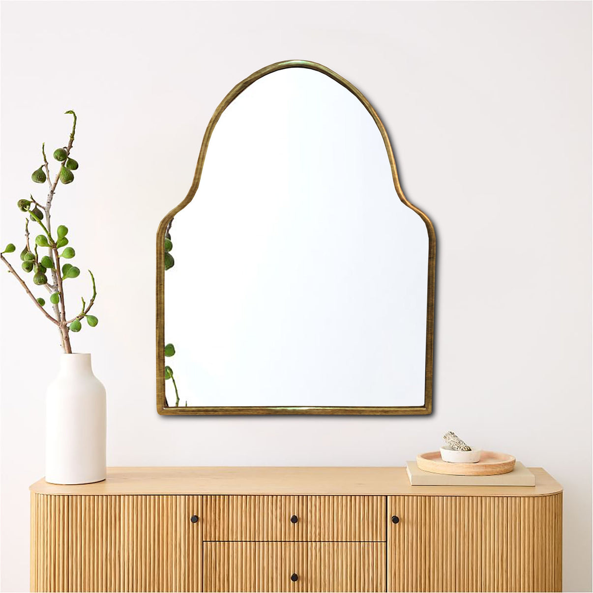 Arch Antiqued Brass Wall Mirror - Unlacquered Brass Mirror – Palmeraies